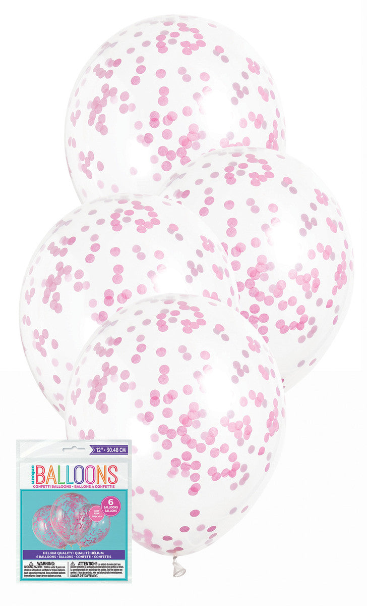 Buy CLEAR BALLOONS PREFILLED WITH HOT PINK CONFETTI 6pk 30cm Brisbane ...