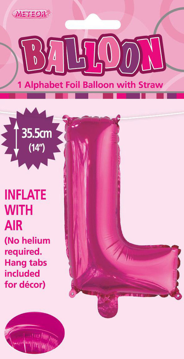 Buy HOT PINK "L" ALPHABET FOIL BALLOON 35CM (14") Air Fill only ...