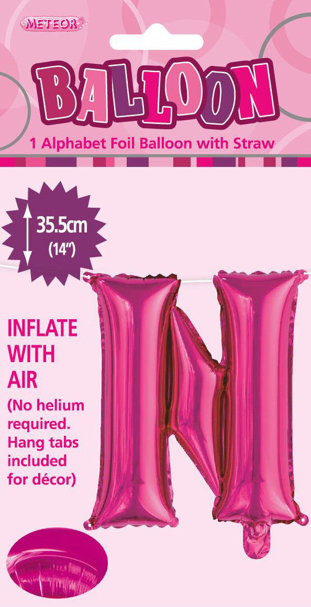 Buy HOT PINK "N" ALPHABET FOIL BALLOON 35CM (14") Air Fill Only ...