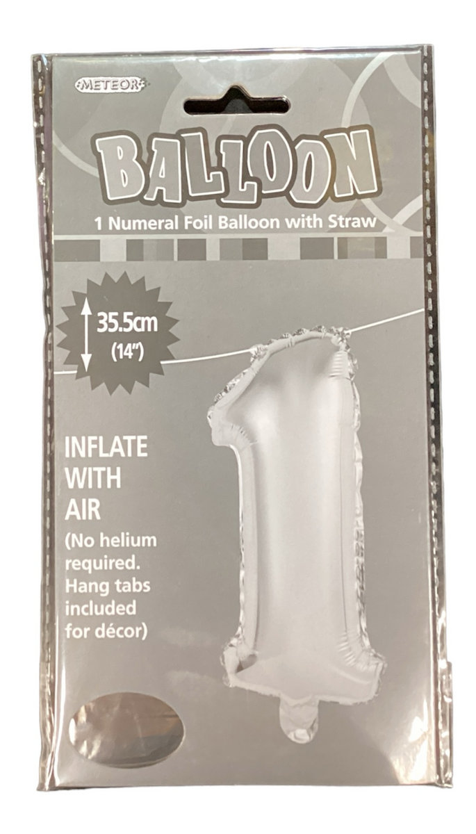 Buy Silver no. 1 Foil Balloon with Straw 35.5cm Brisbane, Logan, Gold ...