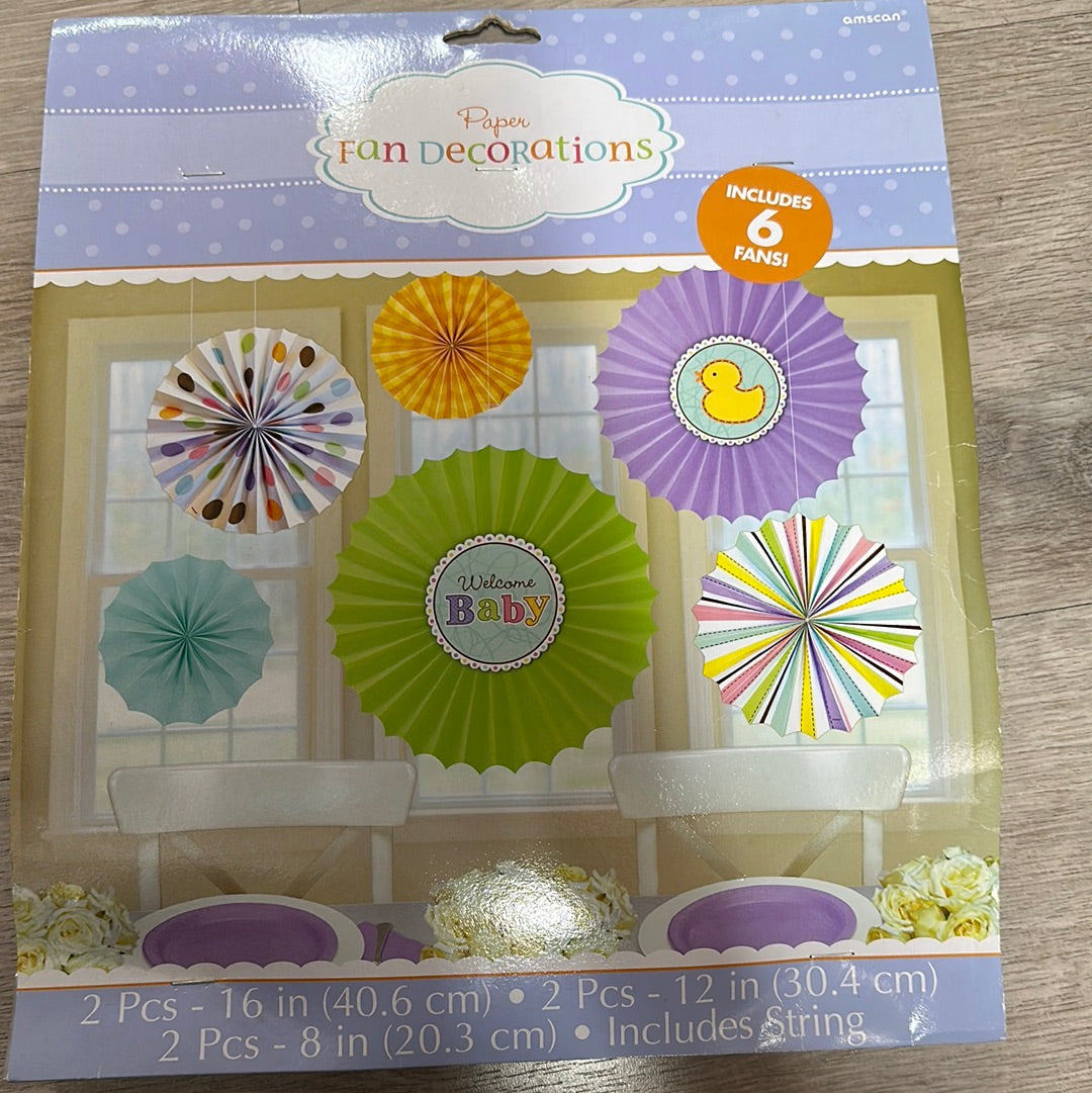 Buy Baby Shower Paper fan decorations Kit 6pcs Assorted shapes and ...