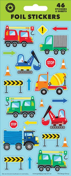 Buy Construction Party Foil Stickers- 46 Stickers 2sheets Brisbane ...